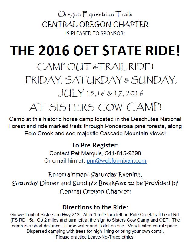 2016 OET St Ride flyer | Oregon Equestrian Trails
